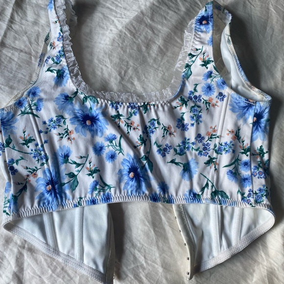 Altar'd State | Tops | Altard State White And Blue Bustier Tank Top ...
